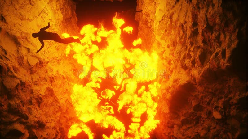Sinners Fall To Hell Fire. Religious Concept. Realistic 4k Animation ...