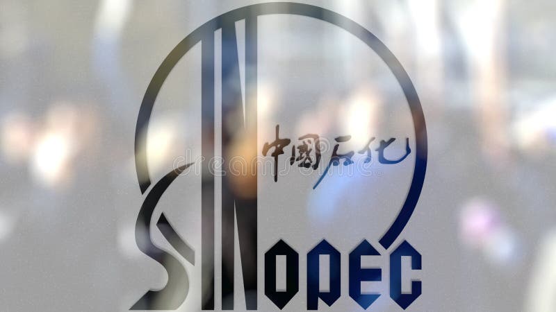 Sinopec Logo on a Glass Against Blurred Crowd on the Steet. Editorial ...