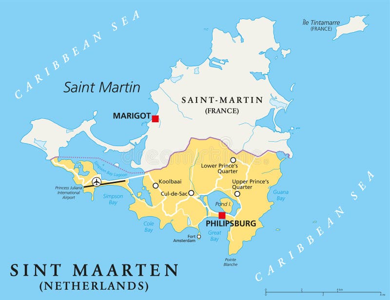 Sint Maarten Political Map ilustración del vector. Ilustración de ...