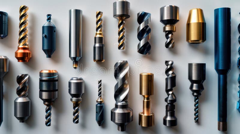 Sintered Carbide CNC Milling and Drilling Tools on White Background ...