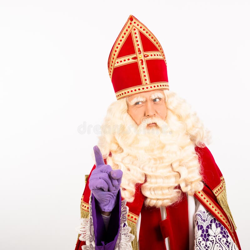 Sinterklaas Su Fondo Bianco Fotografia Stock - Immagine di tipico ...