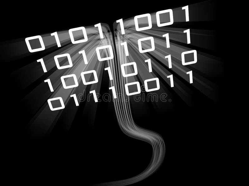 Digital Data Flow through Optical Wire Stock Illustration ...