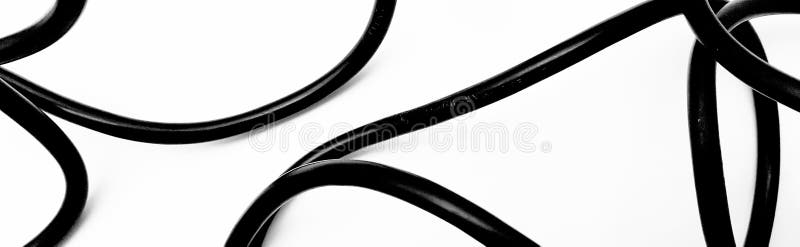 Sinuous Black Wire on a White Background Stock Photo - Image of power ...