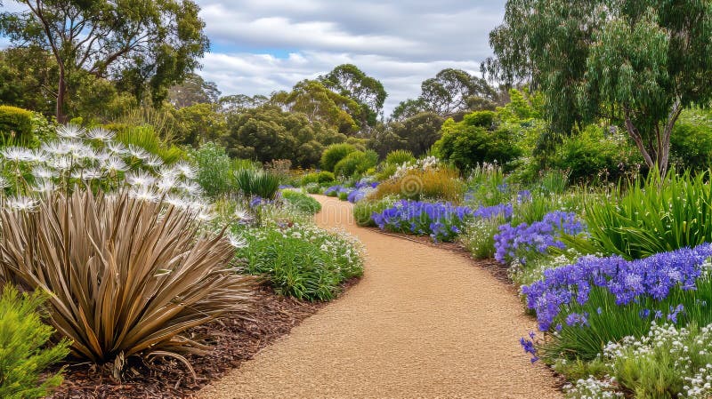 A Sinuous Dirt Path Cutting through a Lush, Sunlit Australian Garden ...
