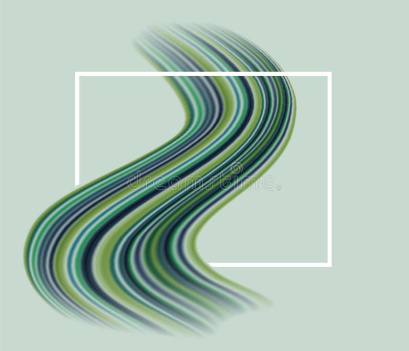 Sinuous Multicolor Green Paint Brushstroke through a Rectangular Frame ...