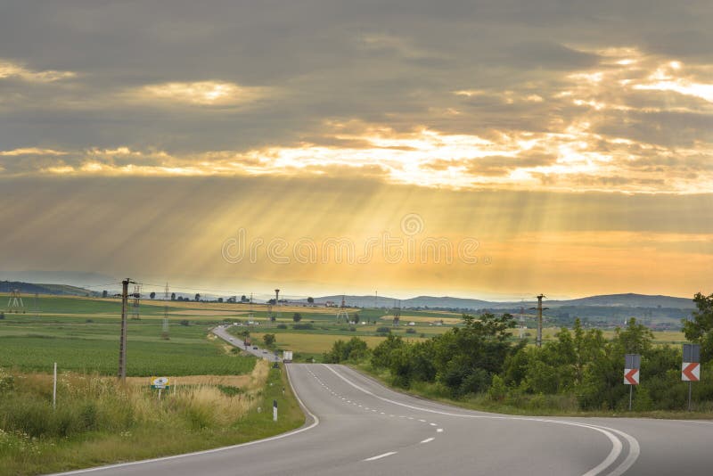 Sinuous Road in Summer Day stock image. Image of europe - 42145957