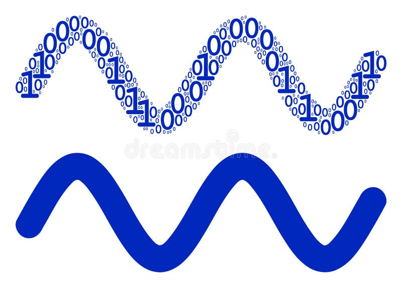 Sinusoid Wave Mosaic of Binary Digits Stock Vector - Illustration of pattern, digit: 119588769