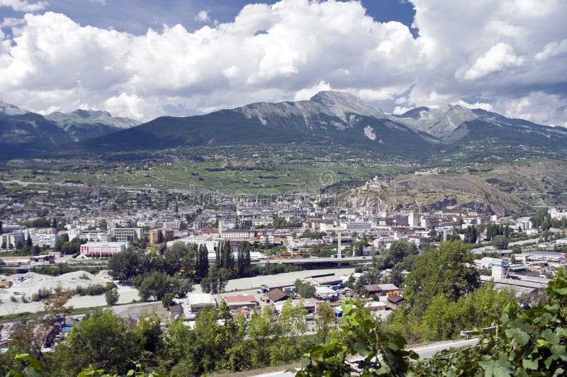 Sion aerial view stock photo. Image of clouds, valley - 6025956