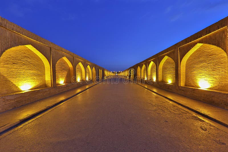 Siosepol Bridge, Isfahan, Iran Stock Image - Image of arches, dusk ...