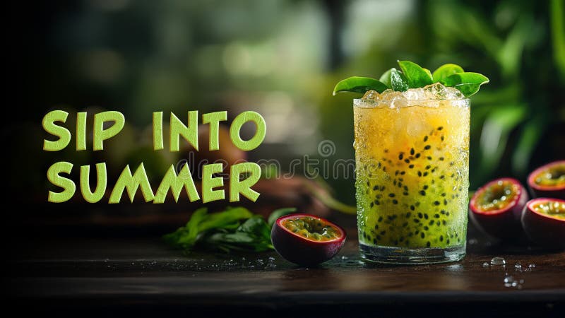 Sip into Passion Summer Drink Promotion Banner. Stock Illustration ...