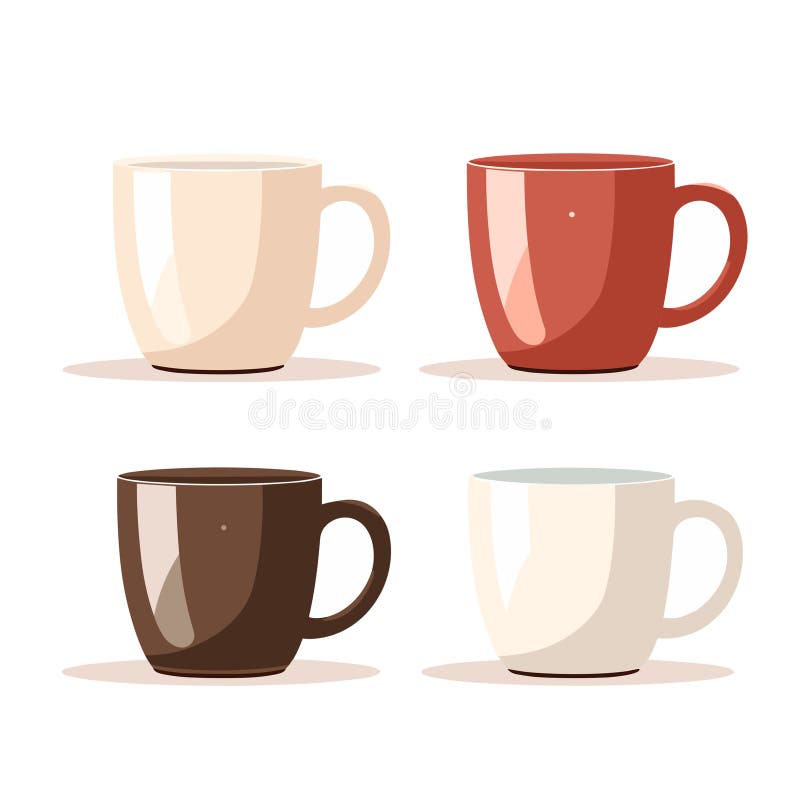 Sip in Style: Set of Coffee Mugs Stock Vector - Illustration of saucer ...