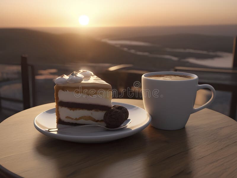 Sip and Sweets: a Cozy Table Setting with Coffee and Dessert Stock ...