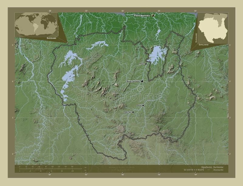 Sipaliwini, Suriname. Wiki. Labelled Points of Cities Stock ...