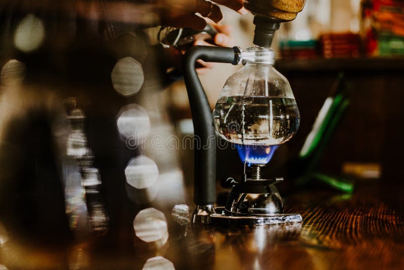 Siphon Vacuum Coffee Maker on Cafe Bar Stock Photo - Image of indoor ...