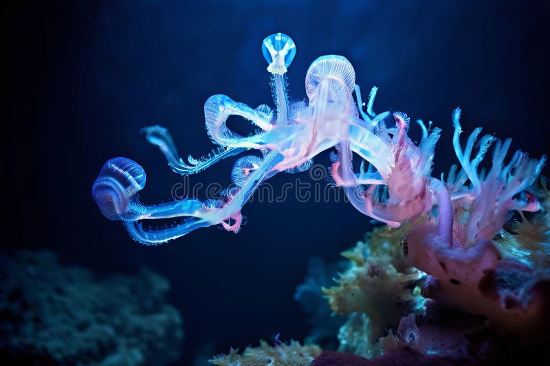 Siphonophore Colony in the Deep Sea Forming a String of is Stock ...