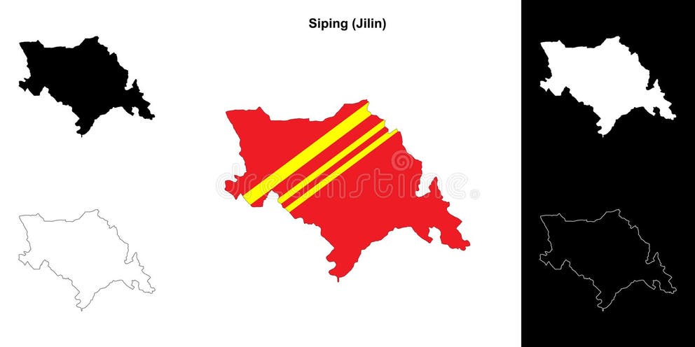 Siping outline map stock vector. Illustration of area - 334851906