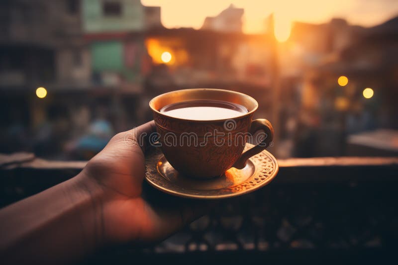 Sipping Chai Tea India Symbol with Copy Space Stock Illustration ...