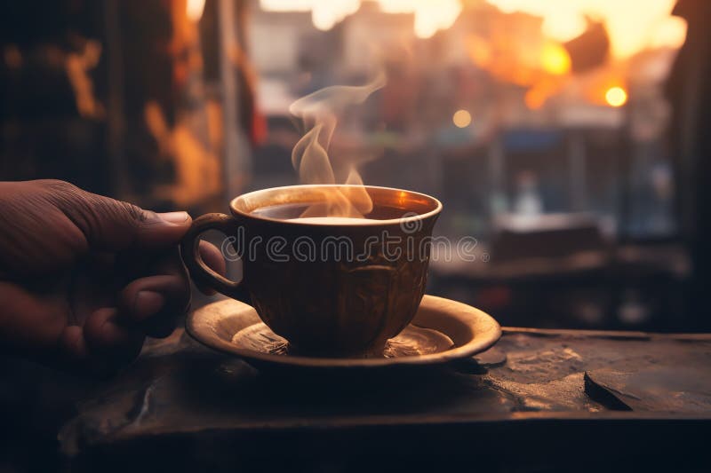 Sipping Chai Tea India Symbol with Copy Space Stock Illustration ...