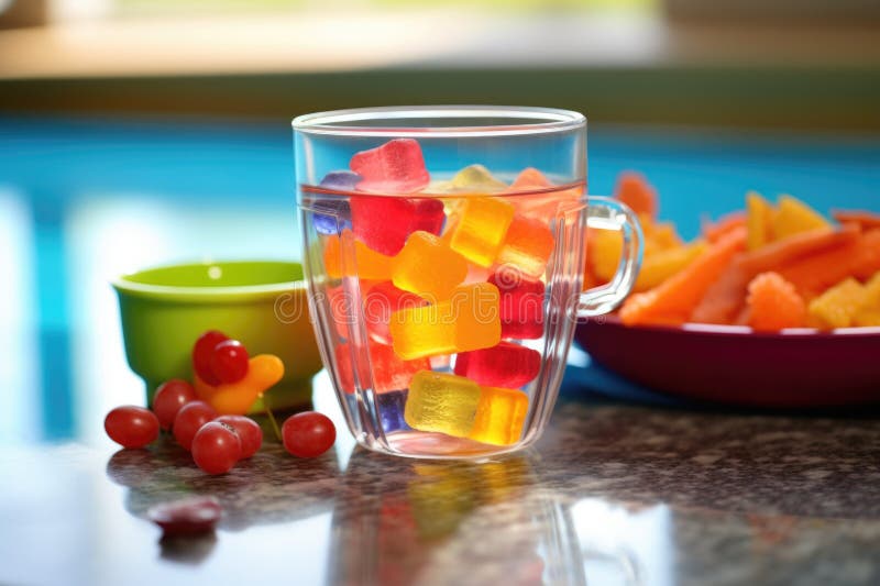 Sippy Cup with Water beside Fruit Snacks Stock Illustration ...