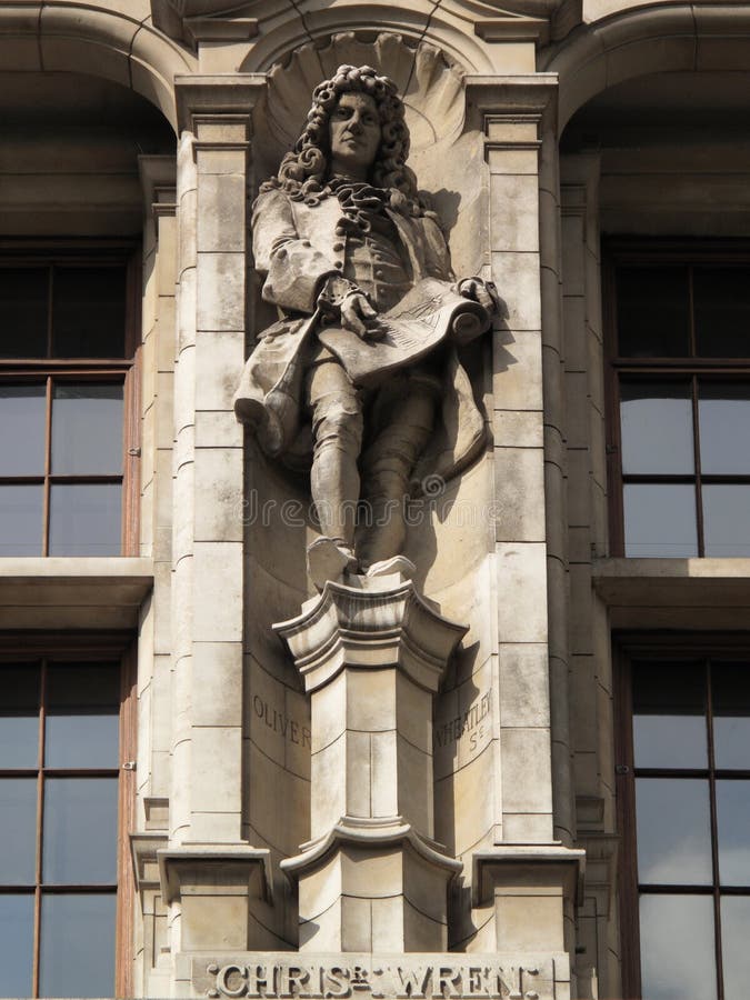 Sir Christopher Wren Statue Stock Image - Image of london, landmark ...