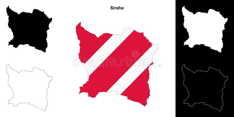 Siraha outline map stock vector. Illustration of district - 371577096