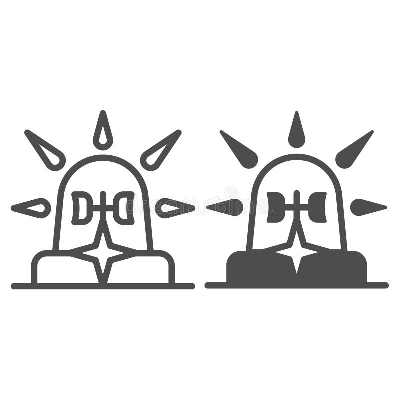 Siren Alert Lightbulb Line and Solid Icon, Labor Protection, Work ...