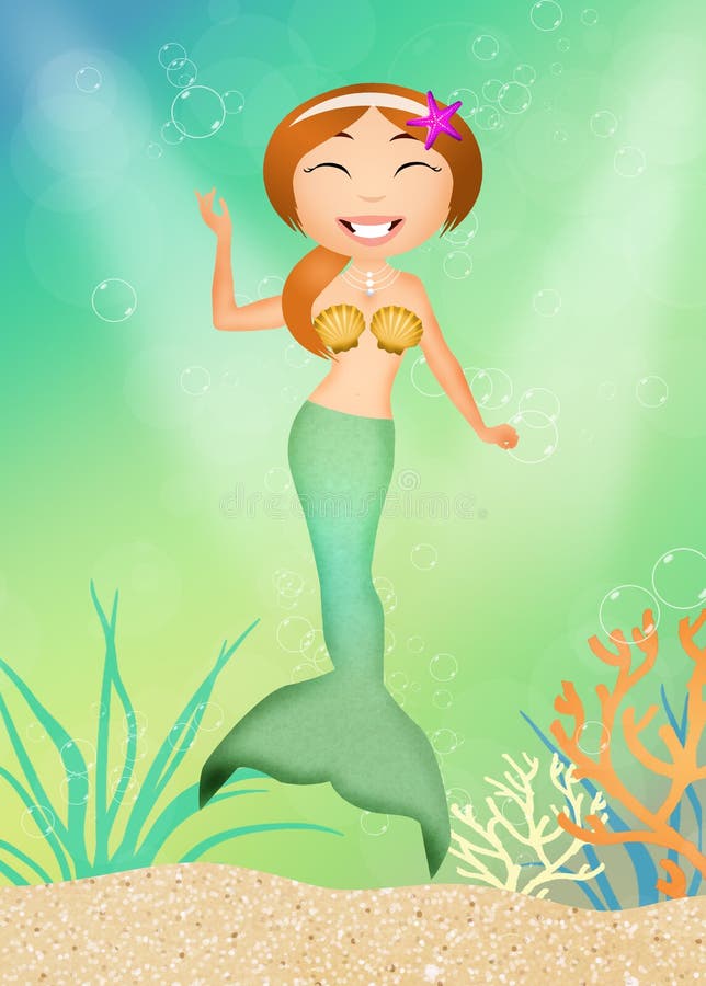 Siren cartoon stock illustration. Illustration of coral - 42134417