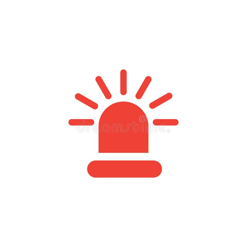 Siren Light Line Red Icon on White Background. Red Flat Style Vector ...