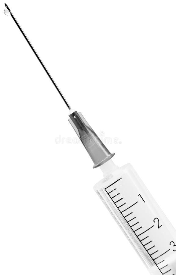 Siringa Di Plastica Con L'ago Aperto E Fiala Di Vetro Bianca ...