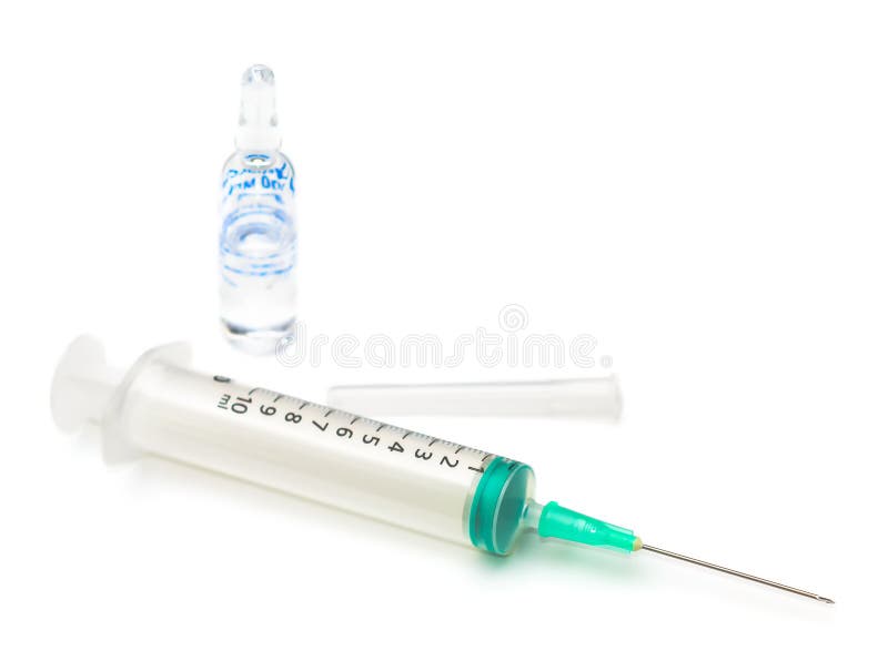 Siringa Medica E Fiala Isolate Su Bianco Immagine Stock - Immagine di ...