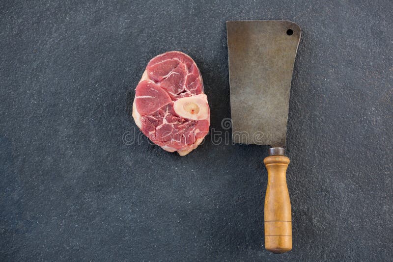 Sirloin chop and cleaver stock image. Image of cucumber - 87384071
