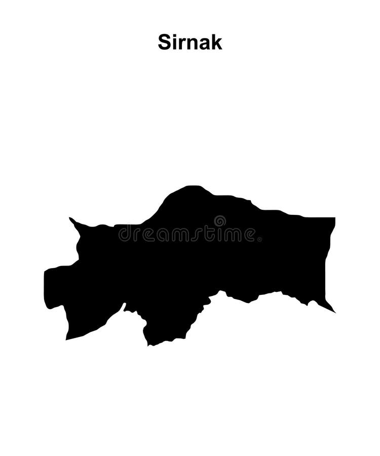 Sirnak outline map stock vector. Illustration of shape - 360687069
