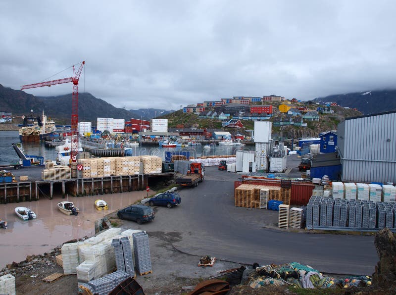 Sisimiut Harbour, Greenland. Stock Photo - Image of blue, fishing: 21619612
