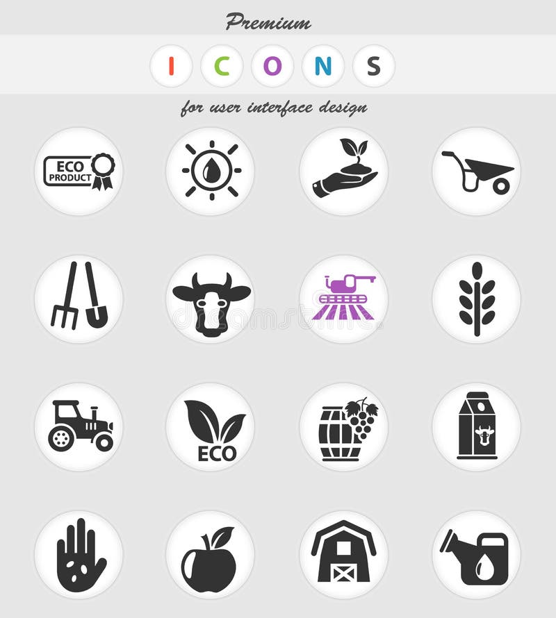 Sistema agrícola del icono ilustración del vector. Ilustración de vaca ...