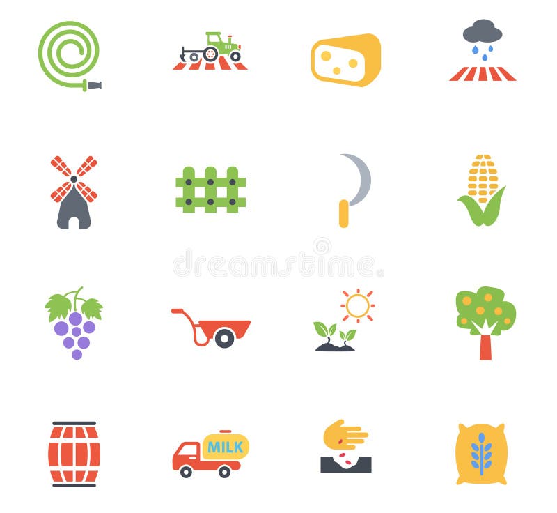 Sistema agrícola del icono ilustración del vector. Ilustración de avena ...