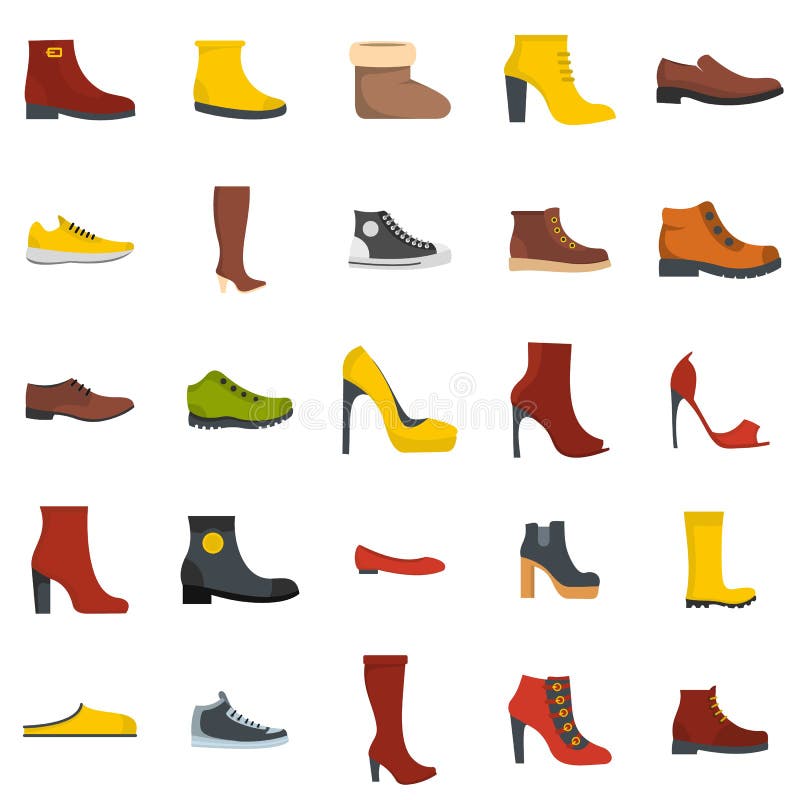 Sistema Aislado, Estilo Plano Del Icono De Los Zapatos Del Calzado ... Sistema Aislado, Estilo Plano Del Icono De Los Zapatos Del Calzado ...