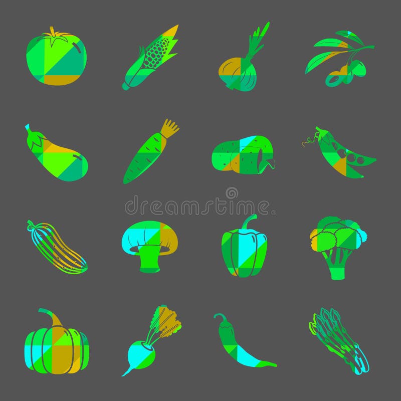 Sistema Colorido Vegetal Del Icono Del Vector Ilustración del Vector ...