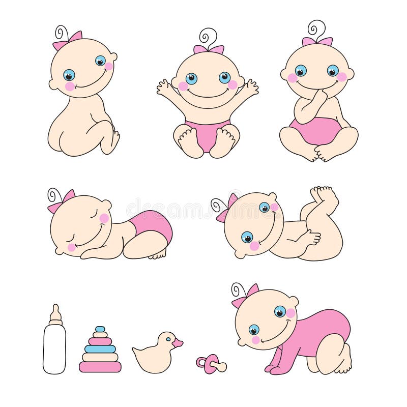 Ejemplo Del Vector De Bebés Y De Bebés Ilustración del Vector ...