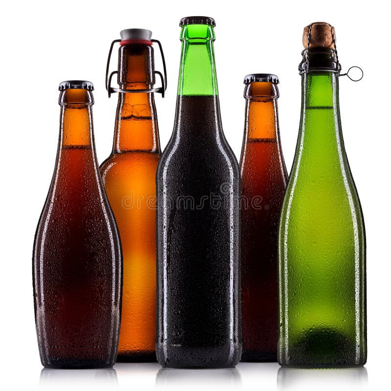 Sistema De Botellas De Cerveza Aisladas Foto de archivo - Imagen de ...