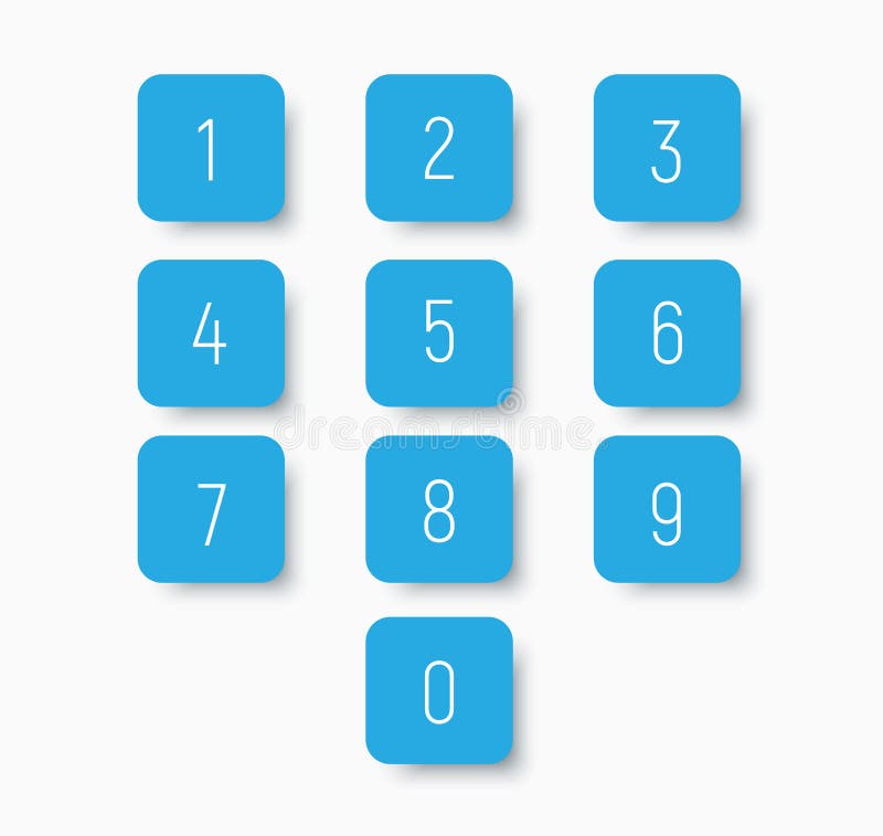 Sistema De Botones Azules Con Números a Partir De La 0 a 9 Ilustración ...