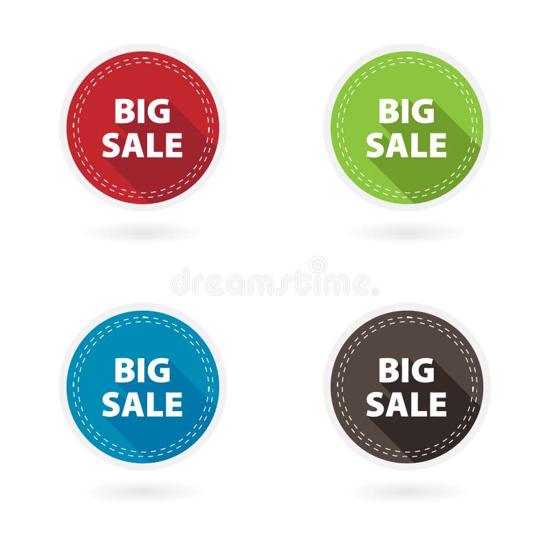 Sistema De 4 Botones Planos Del Círculo Ilustración del Vector ...