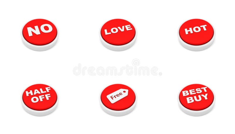 Sistema de botones rojos stock de ilustración. Ilustración de interfaz ...