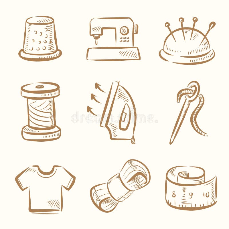 Iconos De Costura Del Vector Ilustración del Vector - Ilustración de ...