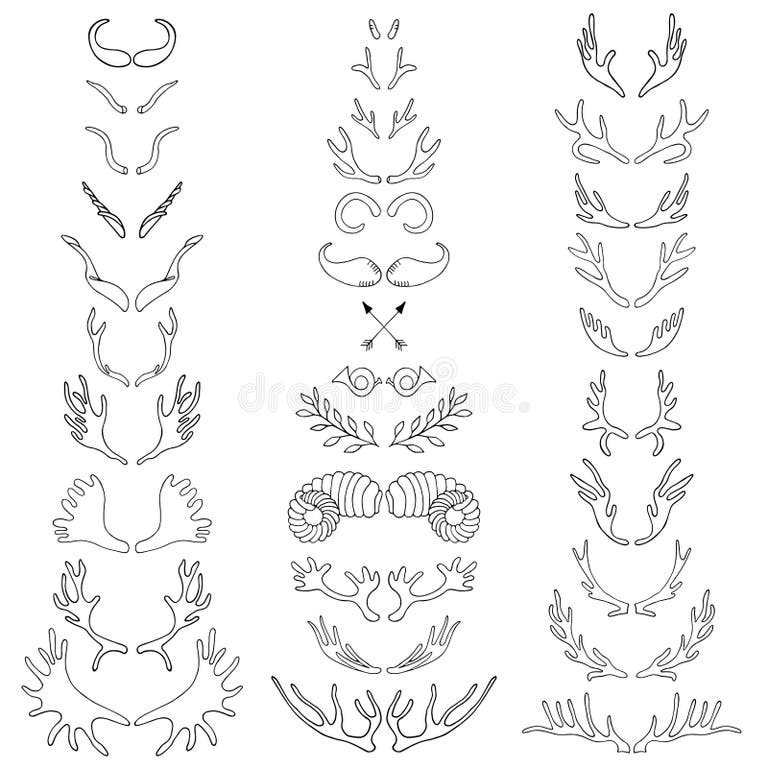 Sistema De Cuernos De Las Siluetas Ilustración del Vector - Ilustración ...