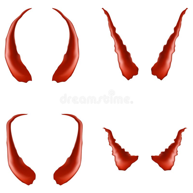 Sistema de cuernos rojos stock de ilustración. Ilustración de carnaval ...