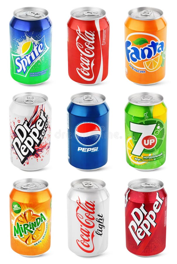 Sistema De Diversas Latas De Soda De Aluminio Aisladas En Blanco Foto ...