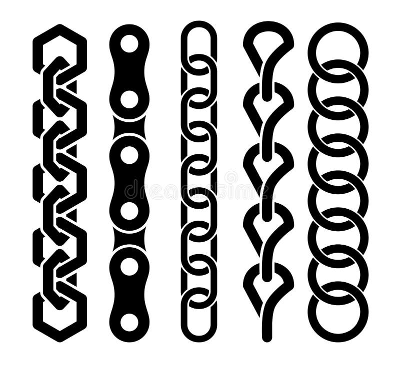 Sistema De Diversas Partes De Cadena En El Fondo Blanco, Vector ...