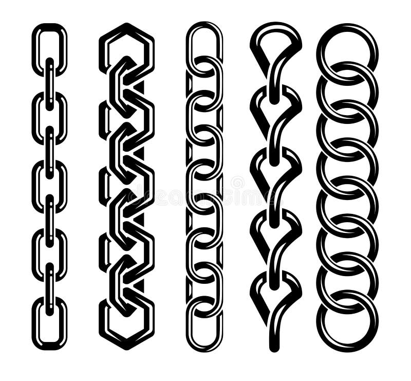 Sistema De Diversas Partes De Cadena En El Fondo Blanco, Vector ...