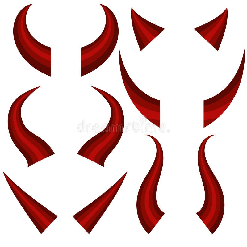 Sistema De Diversos Cuernos Rojos Stock de ilustración - Ilustración de ...