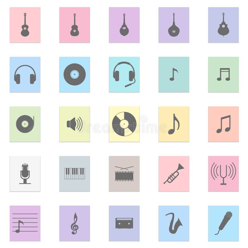 Sistema De Diversos Iconos Musicales Ilustración del Vector ...